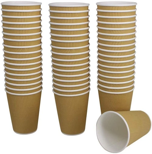 BMP Brown Ripple Paper Cups 8 Oz For Hot And Cold Beverages, Without ...