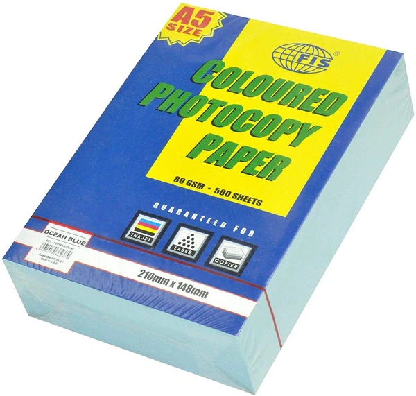 FIS Pastel Color Photocopy Paper 80 GSM 500 Sheets A5 Size Pastel Ocean ...