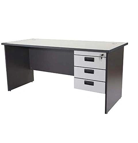 Mahmayi Grigio Office Desk - 3 Fixed Drawers And Round Edge Profile ...