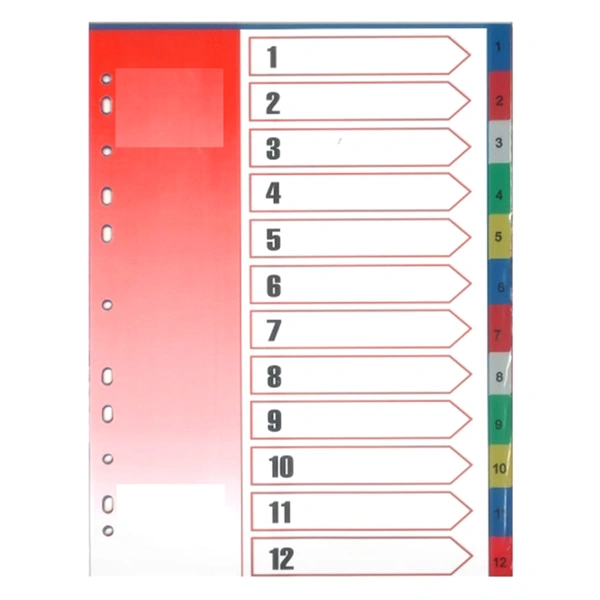 Deluxe Amt Index Divider with Number Multicolor | Wholesale | Tradeling