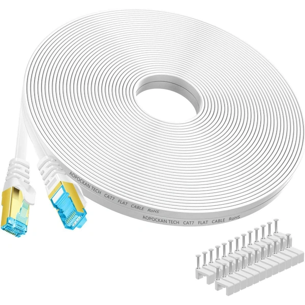 Cat 7 Ethernet Cable 100 Ftshielded Slim Long Durable High Speed Flat ...