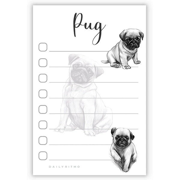 Pug Puppies Sticky To Do List Notepad - 4x6 Inches, 50 Pages ...