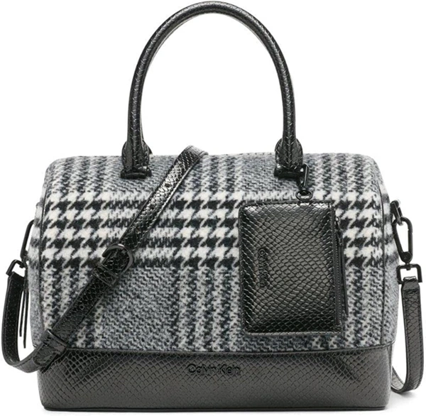 Ashley Barrel Satchel, Black/White Plaid | Wholesale | Tradeling