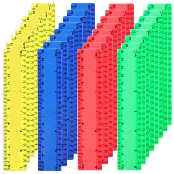 32 Packs 6 Inch Rulers Plastic Ruler Bulk With Inches And Centimeters ...