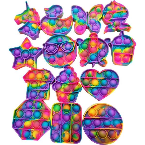 14 Pieces Poppers Fidget Toy,Mini Pop Its Fidget Toys Set,Sensory ...