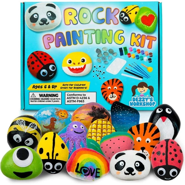 Deluxe Rock Painting Kit - Colorful Art Supplies Set for Children and ...