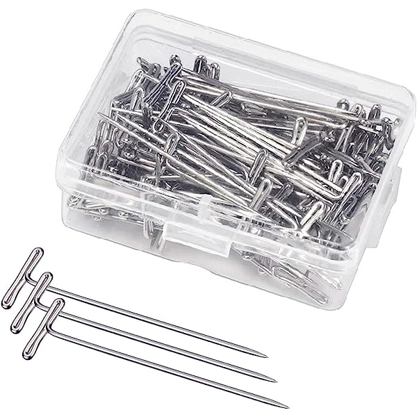 Stainless Steel Push Pin Kit T Shape Sewing T Pins For Wigs And Crafts With Clear Box 32 mm ...