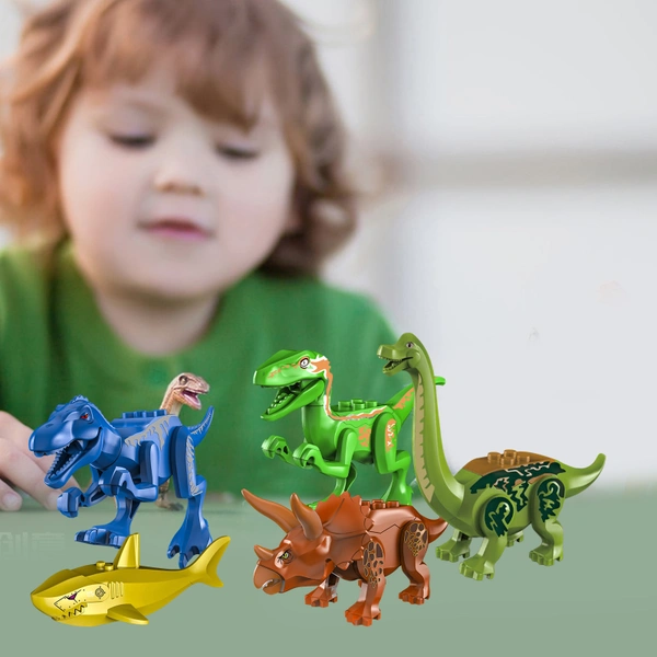 Dinosaur Building Toy Miniature Tyrannosaurus Rex Velociraptor Stegosaurus Animal Figurine ...