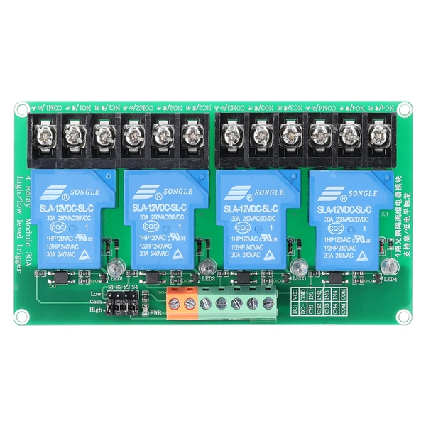 4 Channel Relay Module 30A Load Current with Optocoupler Isolation ...