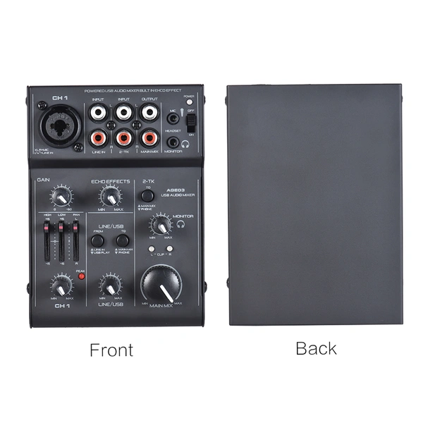 AGE03 5-Channel Mini Mic-Line Mixing Console Mixer with USB Audio ...