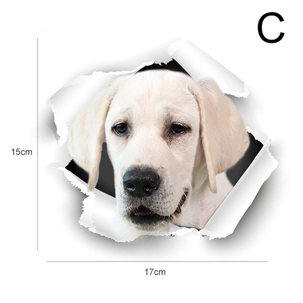 Fun 3D Dogs Car Sticker Window Decal Cute Waterproof Pet Puppy Laptop ...