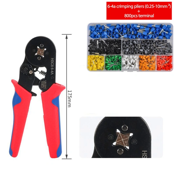 Ratchet Tubular Terminal Wire Crimpers Set Ergonomic Self-adjustable ...