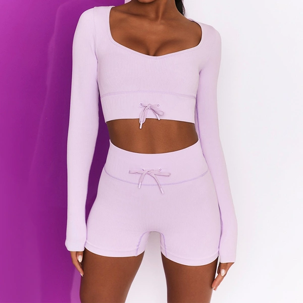 Women's Yoga Clothing Suit Long Sleeve Top Seamless Leggings High ...