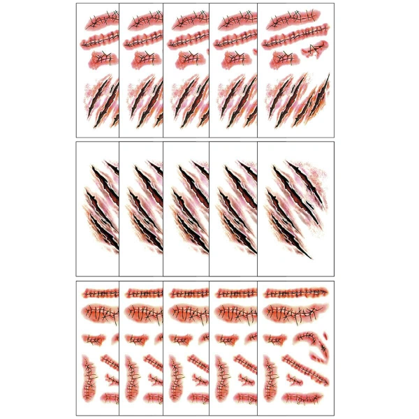 Guo Waterproof Temporary Tattoo Stickers 18 Pieces Horror Realistic ...