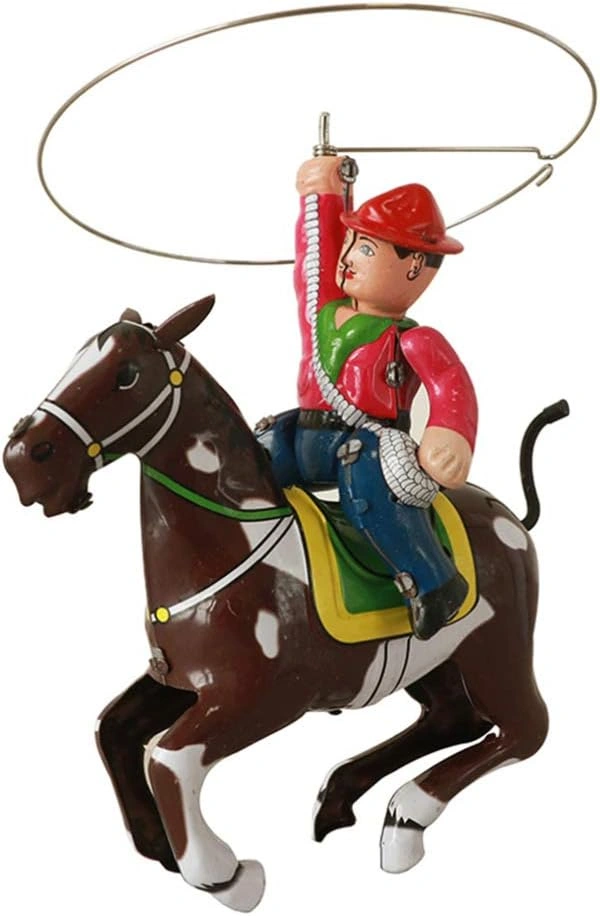 Guo Vintage Metal Tin Staute Sculpture Wind Up Toy Retro Cowboy ...