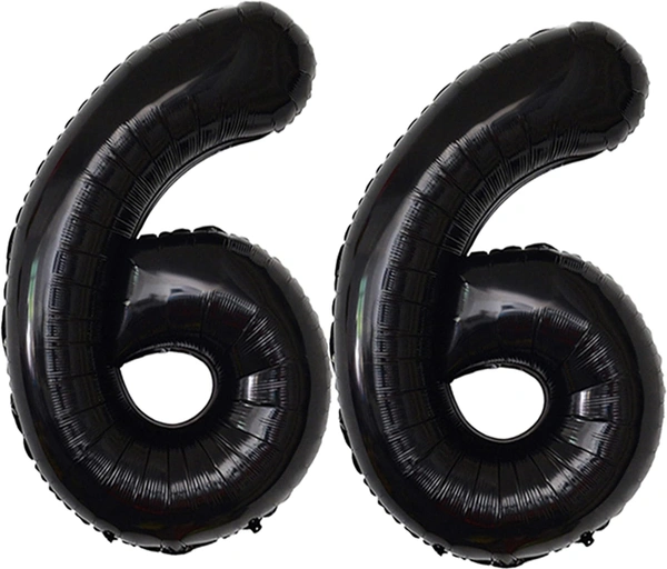 ZCtron Black 66 Balloon Numbers 66 Foil Mylar Helium Balloon Number ...
