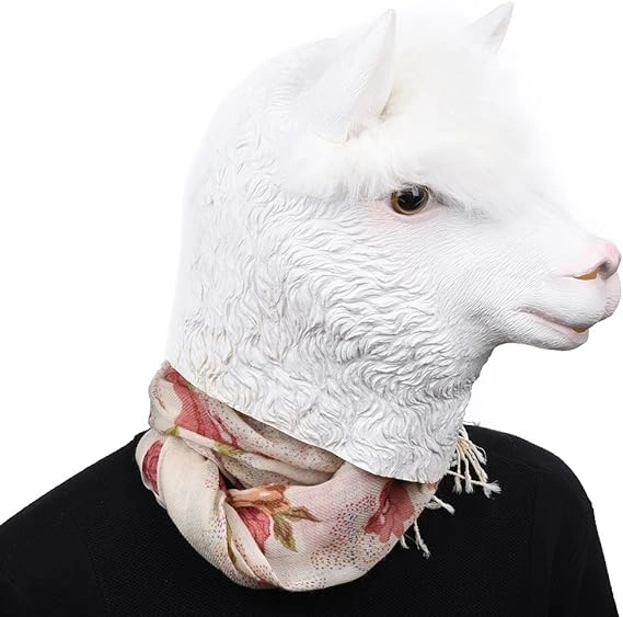 Guo Alpaca Mask Halloween Latex Animal Mask Novelty Rubber Costume Full ...
