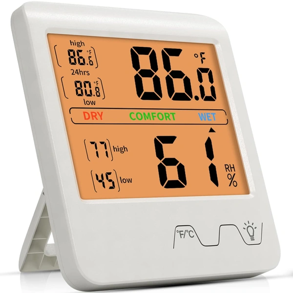 ZCtron 4" Backlight Screen Hygrometer Indoor Thermometer Temperature ...