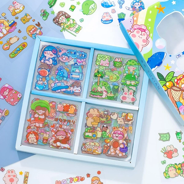 ZCtron Cute Scrapbook Sticker Set (100 Sheets) Cartoon Kawaii Girl ...