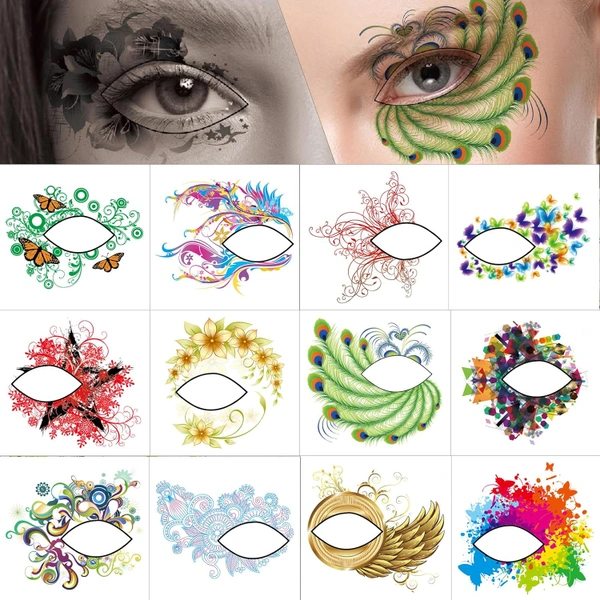 ZCtron 12 pcs,Eye Shadow Stickers Eyeliner Decals Butterfly Flowers ...