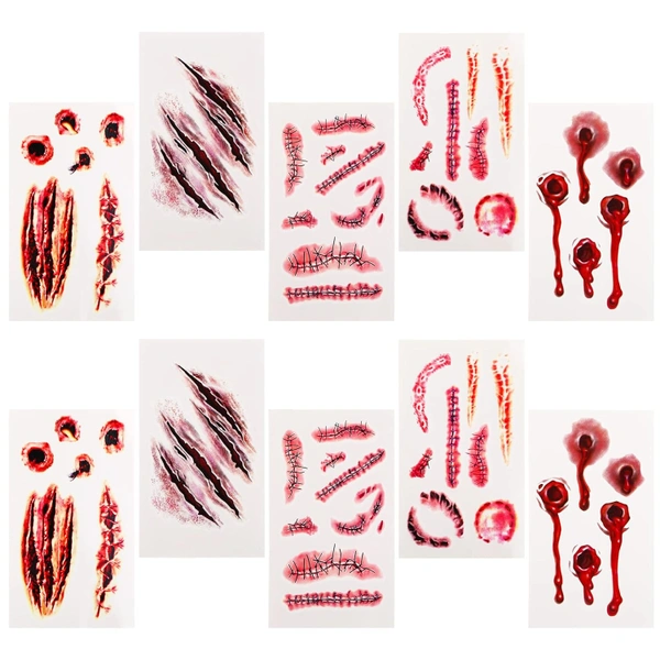 Guo Fake Blood Temporary Tattoo Body Art Skin Stickers 10 Pieces Horror ...