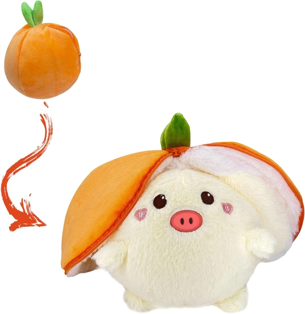 Guo Reversible Persimmon Turn Into Pig Zip Plush, Funny Stuffed Animal ...