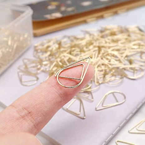 ZCtron 250 Pieces Gold Cute Paper Clips Teardrop Stainless Steel Drop ...