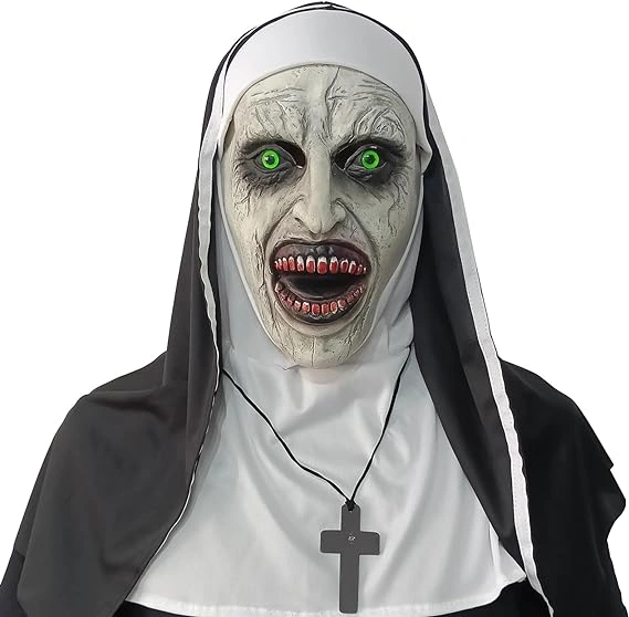 Guo 2023 Nun Scary Mask,Halloween Party Scary Full Head Costume Mask ...