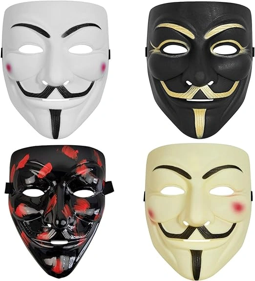 Guo 4 Pack V for Vendetta Hacker mask for Halloween Costume Cosplay ...