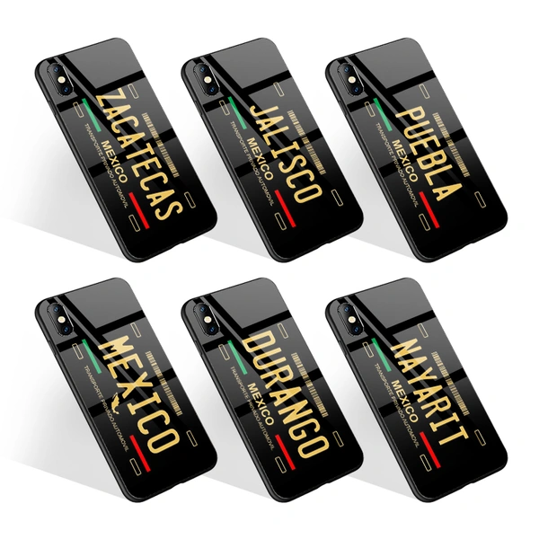 Pattern UV Print Tempered Glass Case Cover Mexican License Plate Phone ...
