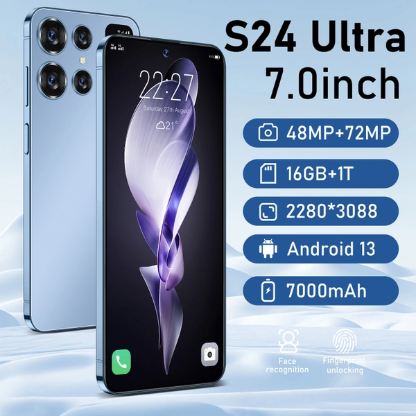 Android 12 s24 ultra Beauty camera 4g unlocked high quality smartphone with dual sim cards Black ...