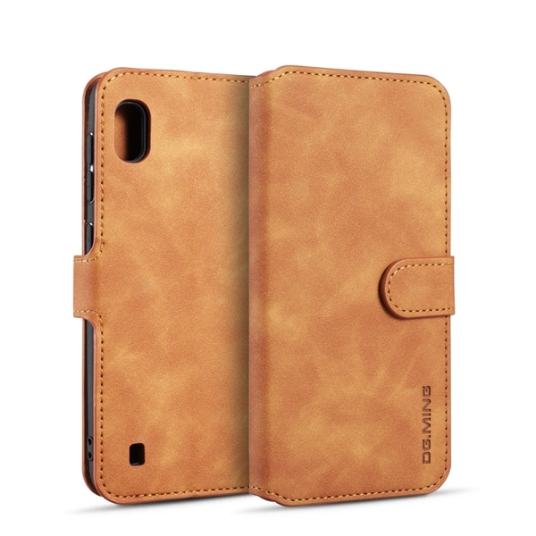 DG.MING Retro Oil Side Horizontal Flip Case for Galaxy A10, with Holder ...