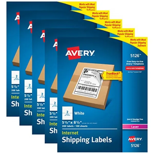 AVERY Shipping Address Labels, 1,000 Labels, 5126 White | Wholesale ...