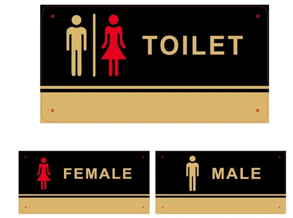 Prime 3-Pack Toilet Door Signs Bathroom Sign Set Washroom Restroom ...