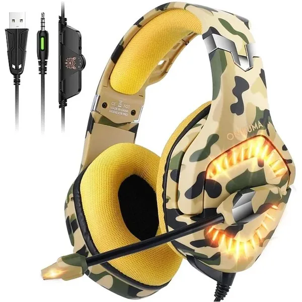 Onikuma K1B Pro Military Gaming Headset Camo Yellow | Wholesale | Tradeling