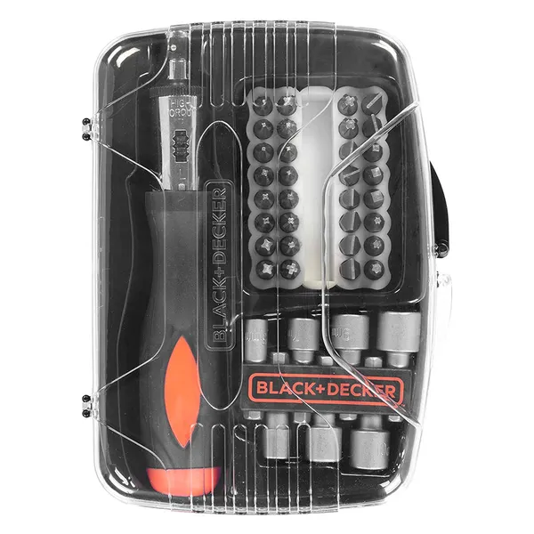 Black + Decker Ratchet Screwdriver with Socket and Bit Set Black A7039 ...