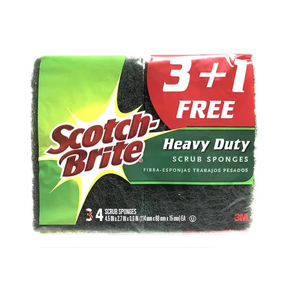 3M Scotch Brite Heavy Duty Scrub Sponge - 4 Pack | Wholesale | Tradeling