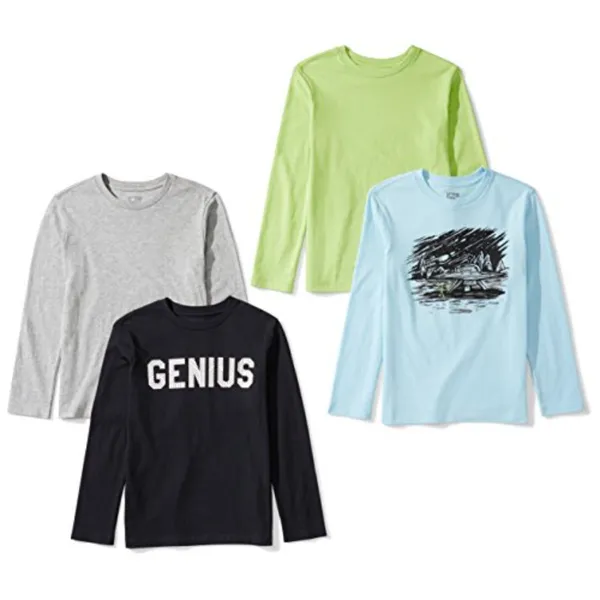 SZ Multicolor Genius Boys Long-Sleeve T-Shirts, 4-Pack Genius 7-8 Years ...