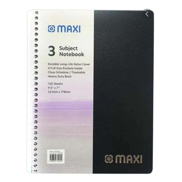 Maxi 3-Subject Heavy Duty Spiral Notebook 120 Pages Multicolor ...