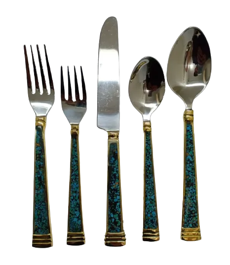 Indian Art Collection Cutlery Set Include Knife/Spoon/Fork Set of 5 ...