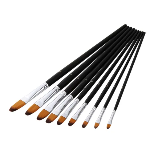 Meta Paint Brush Set With Long Wooden HAndle Black 9 Pieces | Wholesale ...
