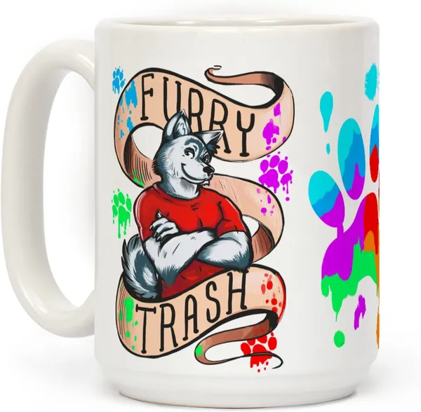 Voltx Design Furry Trash White 15 fl oz Ceramic Coffee Mug | Wholesale ...