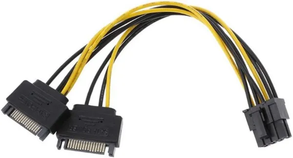 Axgear Dual Sata To Pci-E Power Cable 15pin Sata To 8 Pin / 6 Pin Video ...