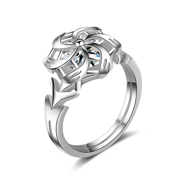 Platinum Color Windmill Shaped Magic Classic Women's Ring 10 ...