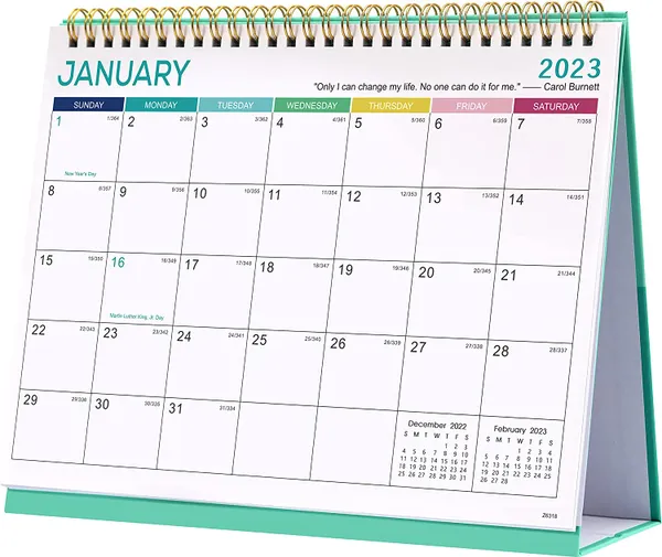 Standing Flip 2023-2024 Desktop Calendar with Thick Paper, Jan. 2023 ...