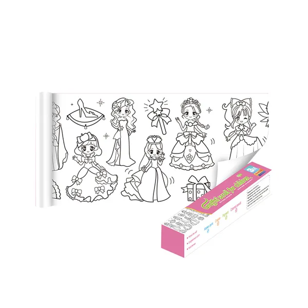 TT English Version Children's DIY Sticky Drawing Coloring Paper Roll ...