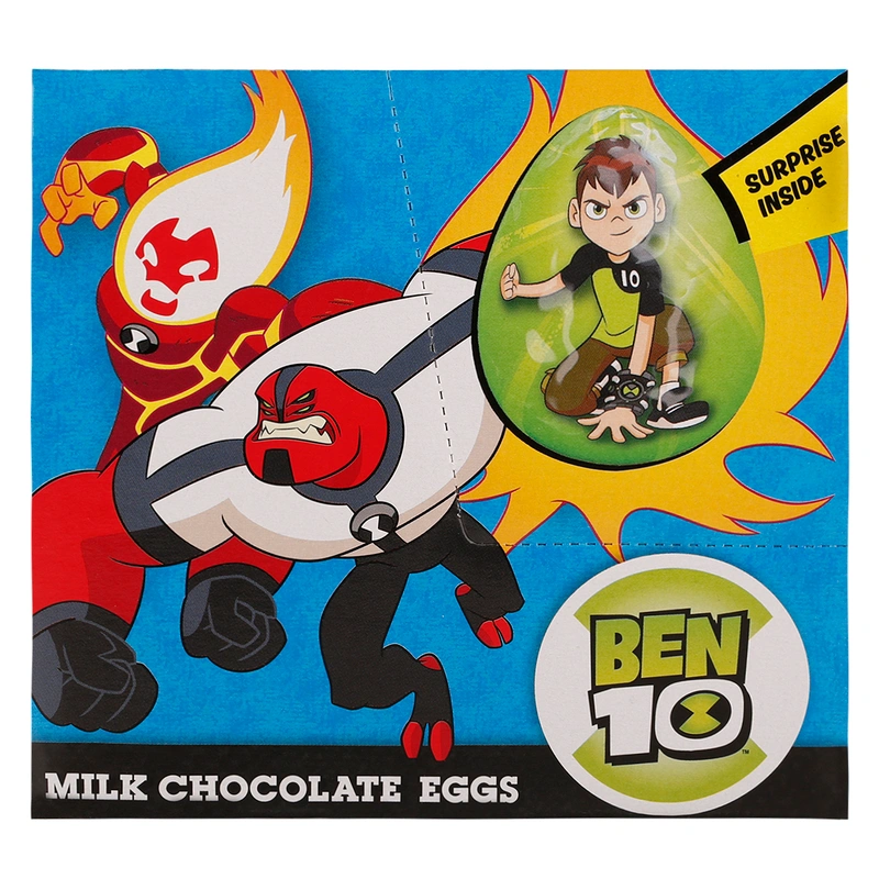 Bazooka Ben 10 Egg Shaped Chocolate, 20 gr Pack of 24 | Wholesale ...