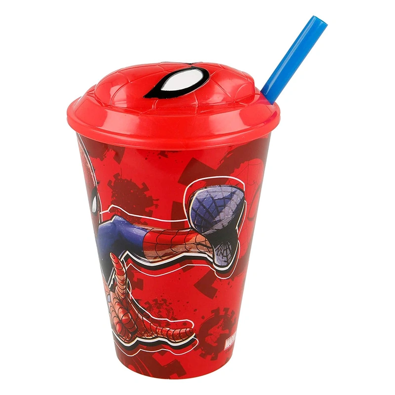 Store 3D Spiderman Straw Tumbler Red 430 ml | Wholesale Prices | Tradeling