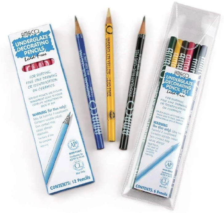 AMACO Underglaze Decorating Pencils with Case, Assorted Colors, Pack of ...