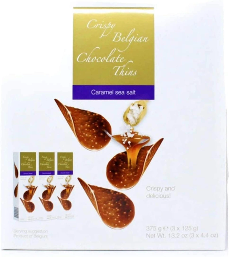 Crispy Belgian Chocolate Thins Caramel Sea Salt Chocolate 3 X 125 gr ...